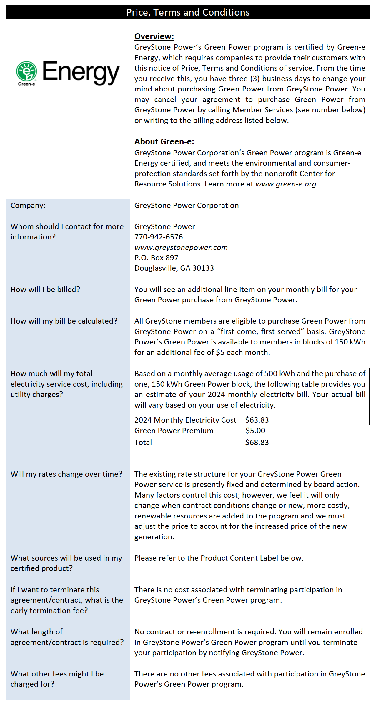 Green Power | GreyStone Power Corporation